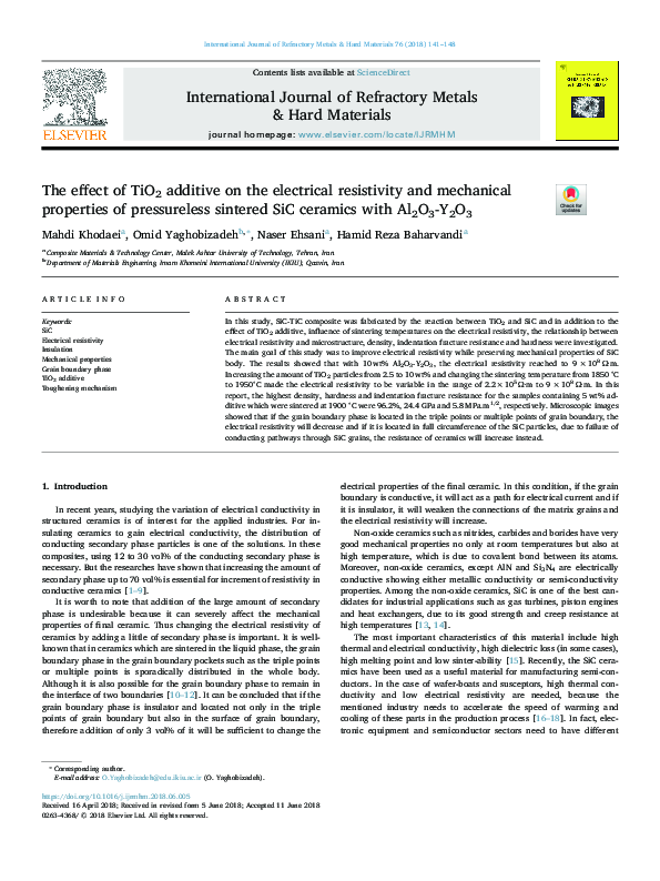 (PDF) The effect of TiO2 additive on the electrical resistivity and ...