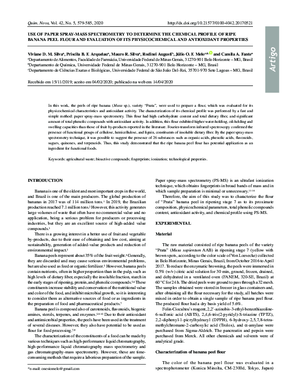 (PDF) Use of Paper Spray-Mass Spectrometry to Determine the Chemical ...