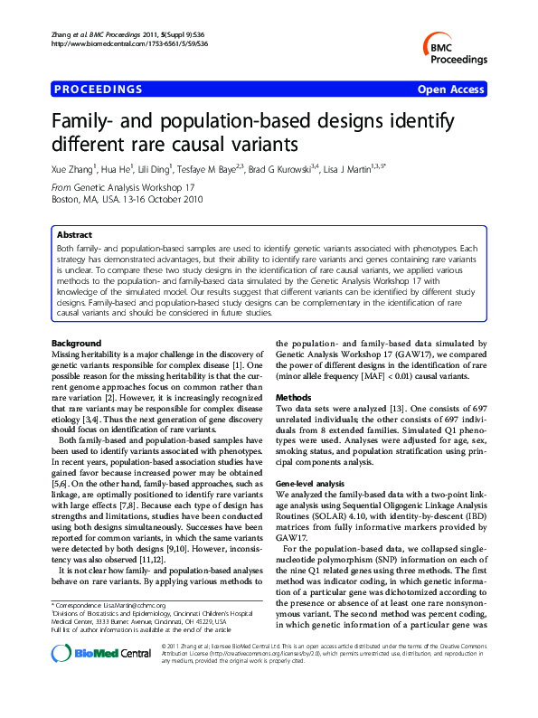 (PDF) Family- and population-based designs identify different rare causal variants