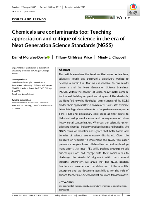 (PDF) Chemicals are contaminants too: Teaching appreciation and ...