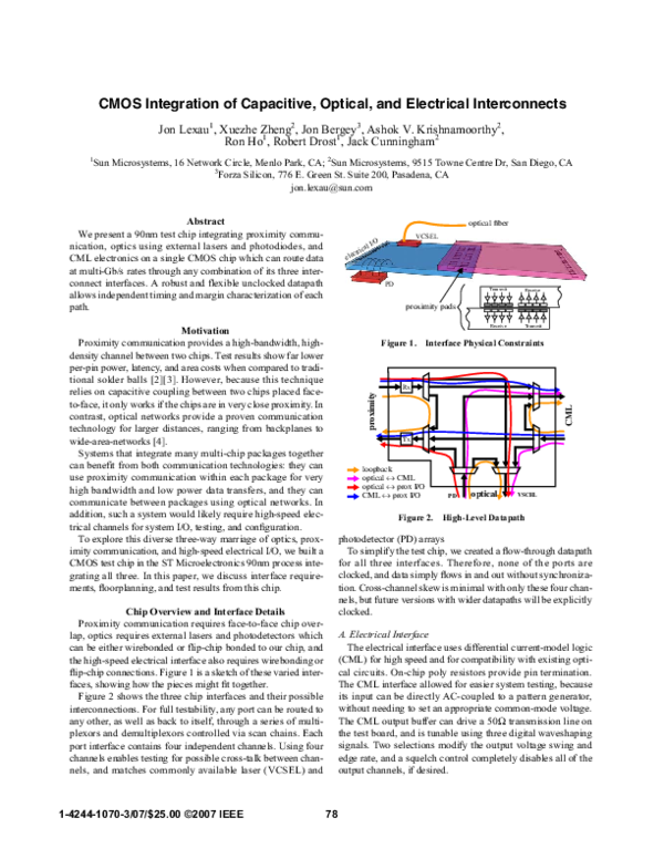 (PDF) CMOS Integration of Capacitive, Optical, and Electrical Interconnects