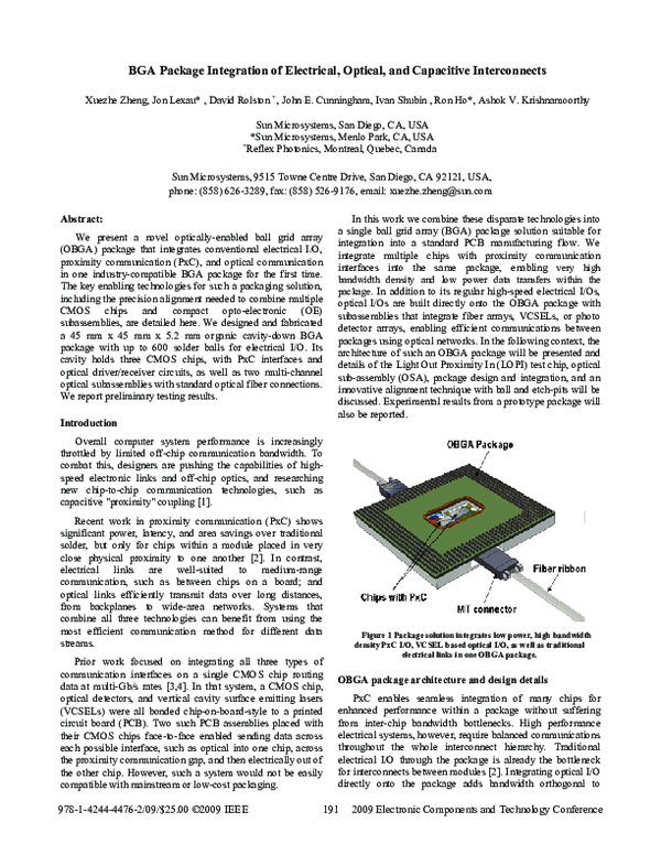 (PDF) BGA package integration of electrical, optical, and capacitive ...