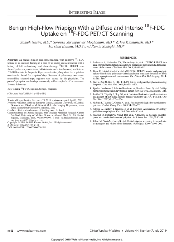 (PDF) Benign High-Flow Priapism With a Diffuse and Intense 18F-FDG ...