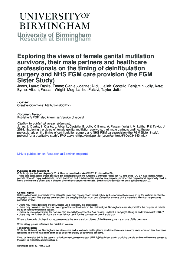 (PDF) Exploring the views of female genital mutilation survivors, their ...