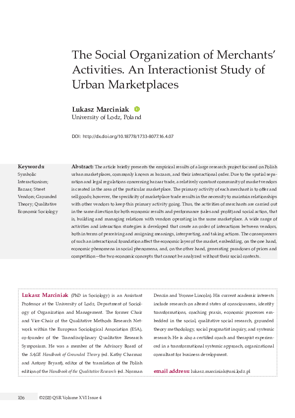 (PDF) The Social Organization of Merchants’ Activities. An ...
