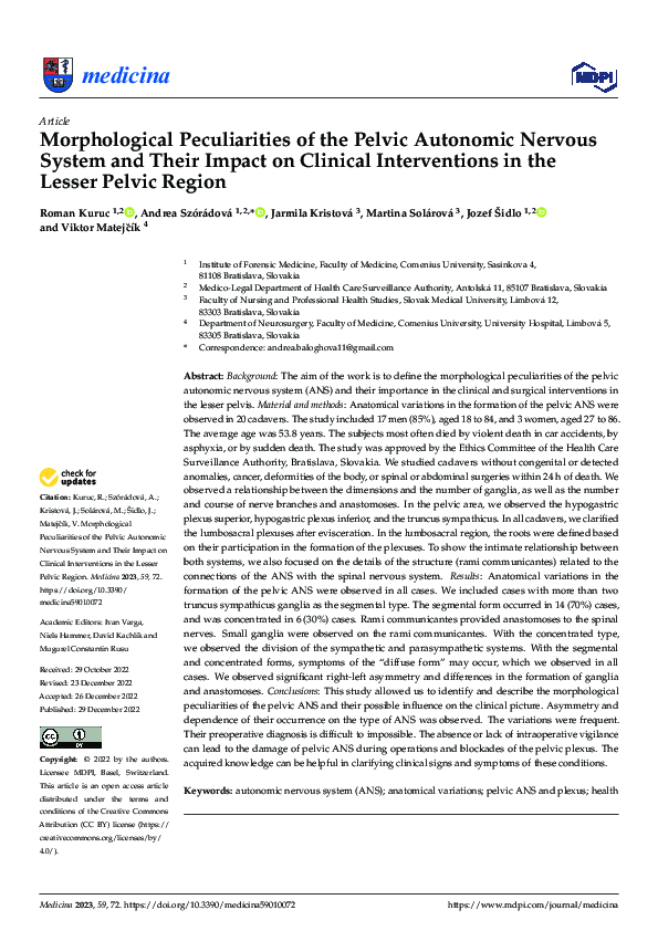 (PDF) Morphological Peculiarities of the Pelvic Autonomic Nervous ...