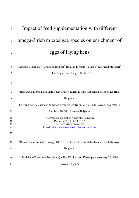 (PDF) Impact of feed supplementation with different omega-3 rich microalgae species on ...