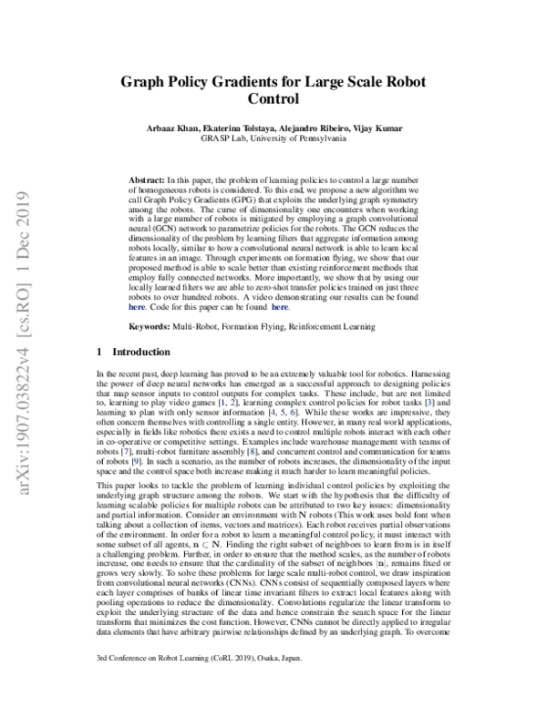 (PDF) Graph Policy Gradients for Large Scale Robot Control