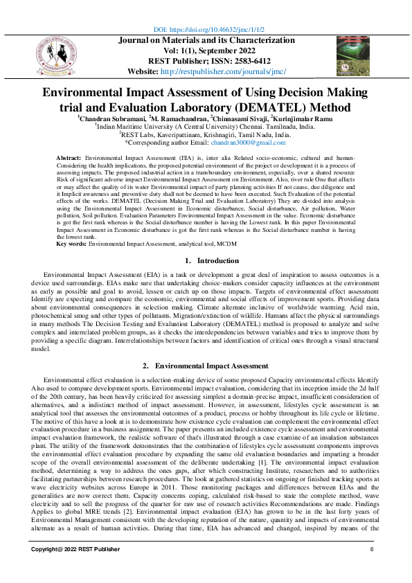 (PDF) Environmental Impact Assessment of Using Decision Making trial ...
