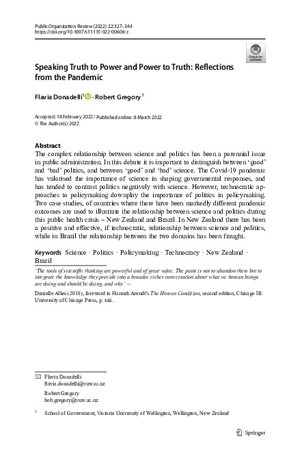 (PDF) Speaking Truth to Power and Power to Truth: Reflections from the ...