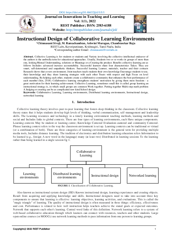 (PDF) Instructional Design of Collaborative Learning Environments