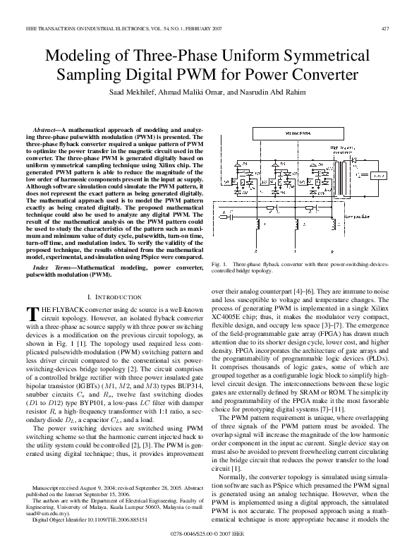 (PDF) Modeling of Three-Phase Uniform Symmetrical Sampling Digital PWM ...