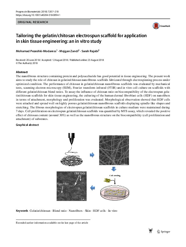 (PDF) Tailoring the gelatin/chitosan electrospun scaffold for application in skin tissue ...