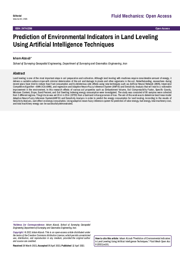 (PDF) Prediction of environmental indicators in land leveling using ...
