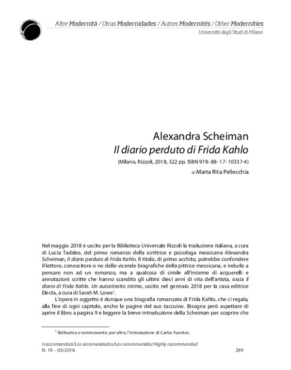 (PDF) Alexandra Scheiman, Il diario perduto di Frida Kahlo