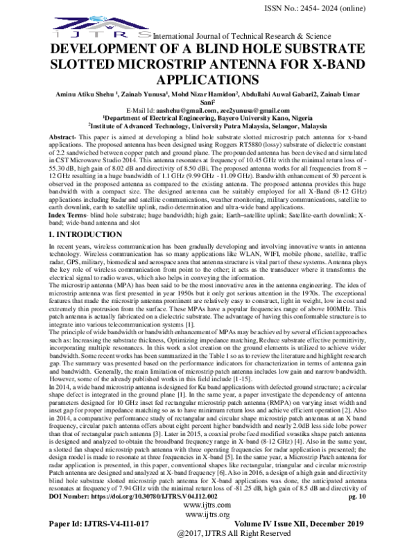 (PDF) Development of a Blind Hole Substrate Slotted Microstrip Antenna ...
