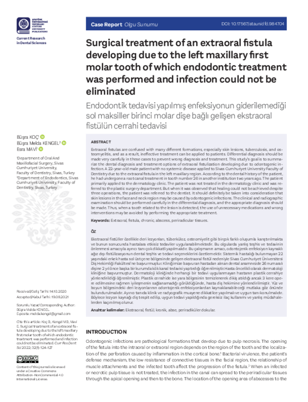 (PDF) Surgical Treatment of an Extraoral Fistula Developing Due to the ...