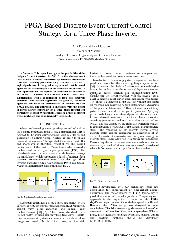 Pdf Fpga Based Discrete Event Current Control Strategy For A Three 7314