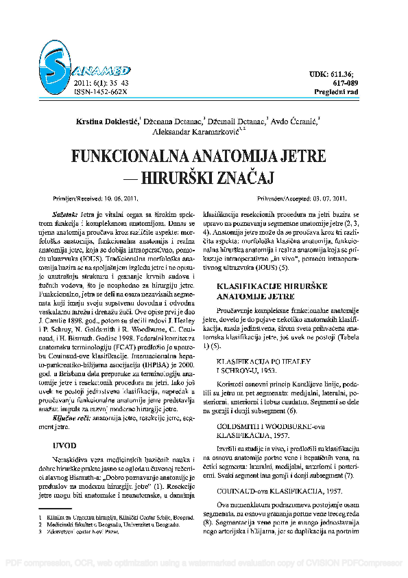 (PDF) Functional liver anatomy: Surgical impact