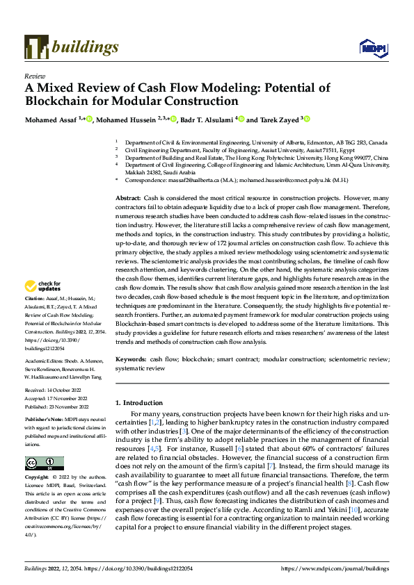 (PDF) A Mixed Review of Cash Flow Modeling: Potential of Blockchain for ...