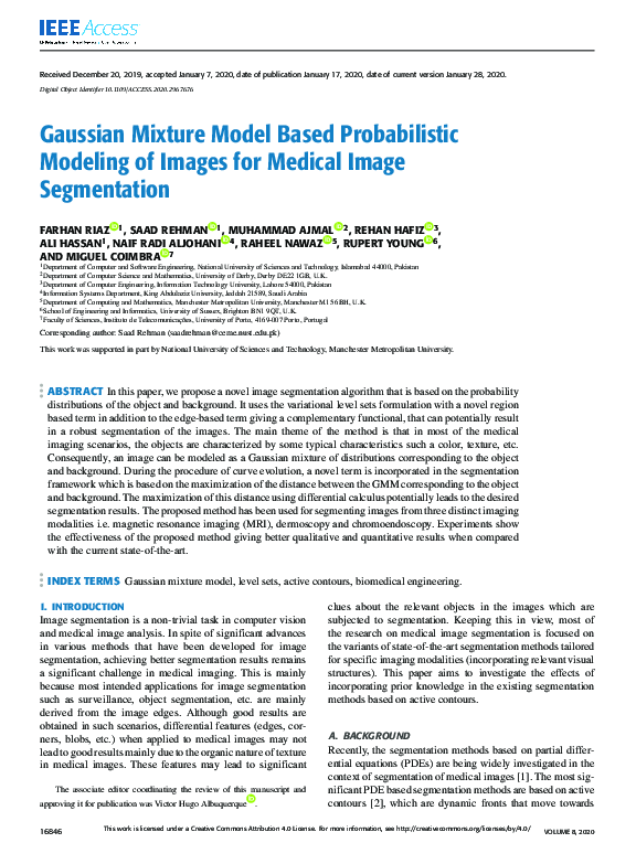 (PDF) Gaussian Mixture Model Based Probabilistic Modeling of Images for Medical Image Segmentation