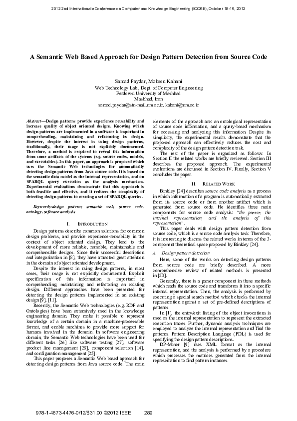 Pdf A Semantic Web Based Approach For Design Pattern Detection From 2868