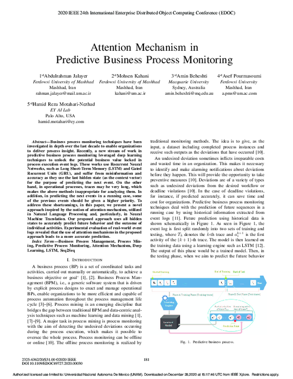 (PDF) Attention Mechanism in Predictive Business Process Monitoring