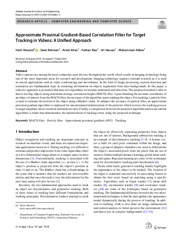 Pdf Approximate Proximal Gradient Based Correlation Filter For Target