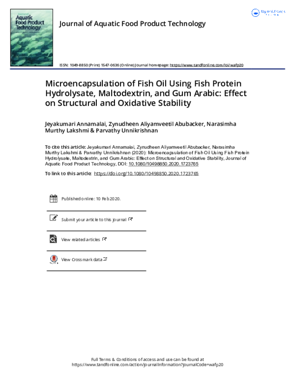 (PDF) Microencapsulation of Fish Oil Using Fish Protein Hydrolysate ...