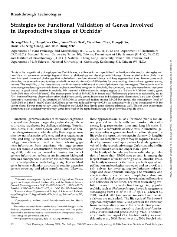 (PDF) Strategies for functional validation of genes involved in ...