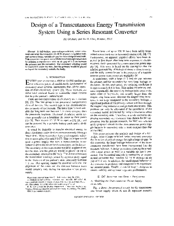 (PDF) Design of transcutaneous energy transmission system using a ...
