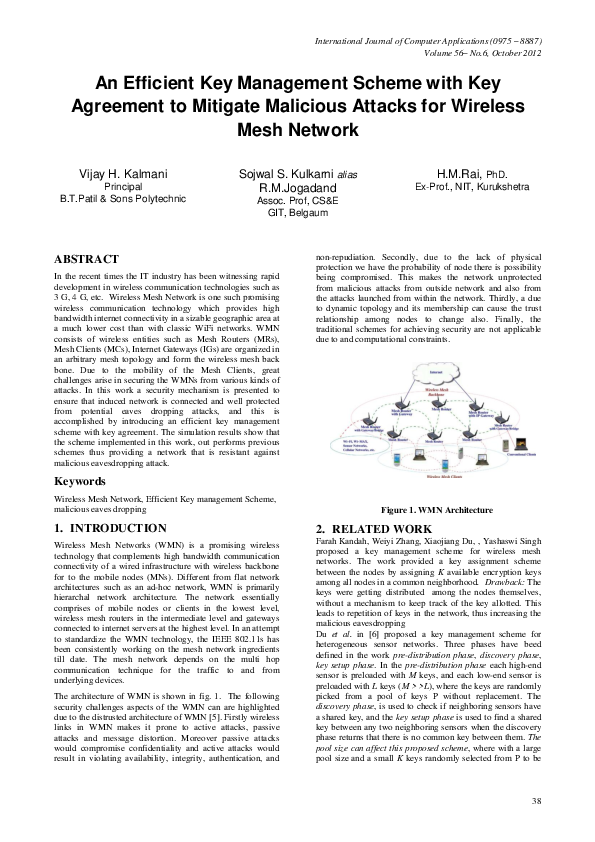 (PDF) An Efficient Key Management Scheme with Key Agreement to Mitigate Malicious Attacks for ...