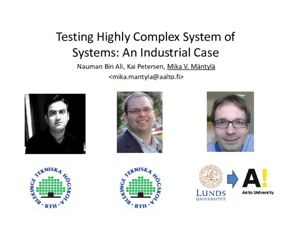 (PDF) Testing highly complex system of systems