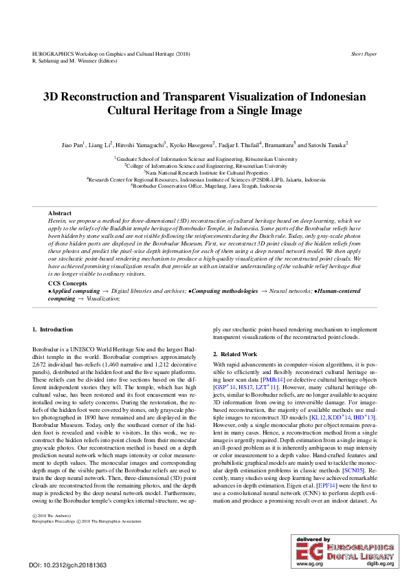 (PDF) 3D Reconstruction and Transparent Visualization of Indonesian Cultural Heritage from a ...