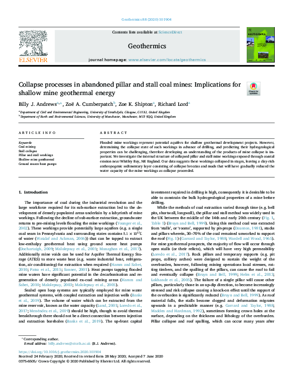 (PDF) Collapse processes in abandoned pillar and stall coal mines ...