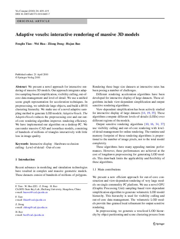 (PDF) Adaptive voxels: interactive rendering of massive 3D models