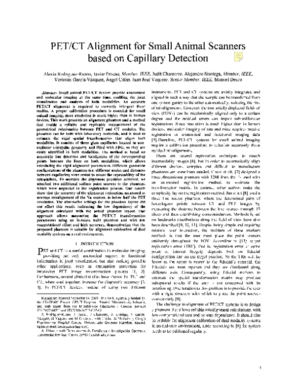 (PDF) PET/CT alignment for small animal scanners based on capillary ...