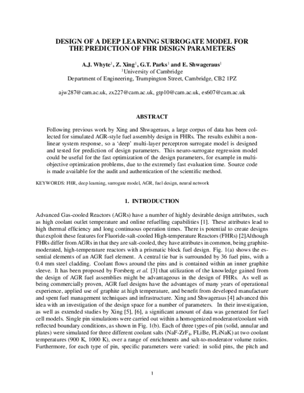 (PDF) Design of a deep learning surrogate model for the prediction of FHR design parameters