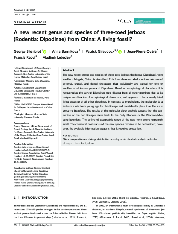 (PDF) A new recent genus and species of three-toed jerboas (Rodentia ...