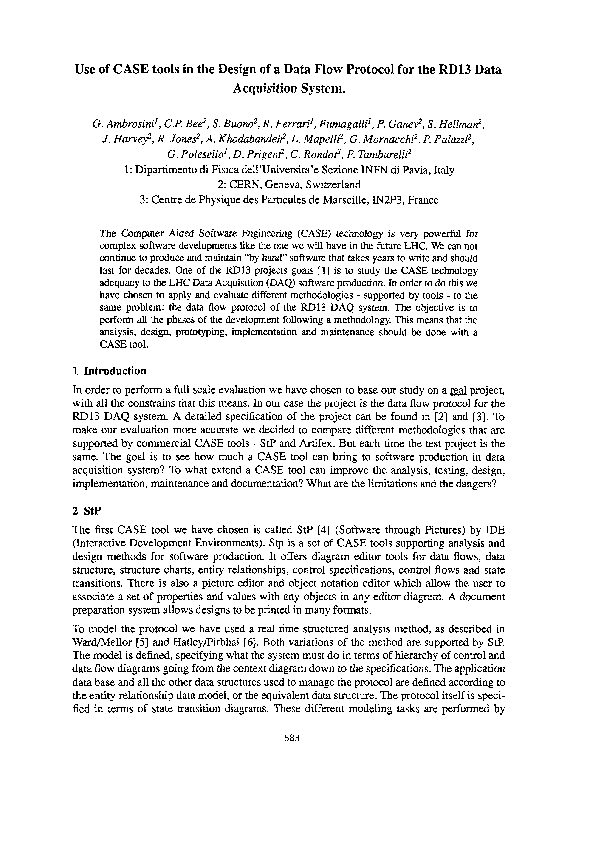 (PDF) Use of CASE tools in the design of a data flow protocol for the RD13 data acquisition system