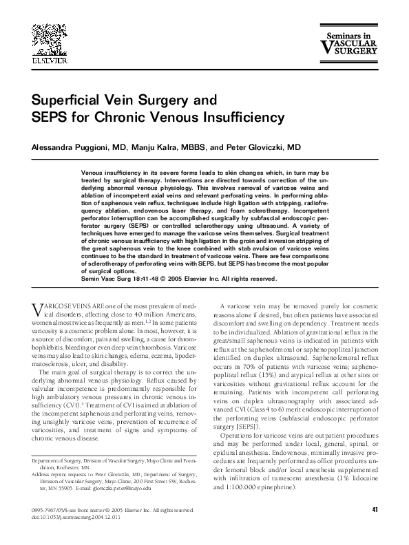 (PDF) Superficial vein surgery and SEPS for chronic venous ...