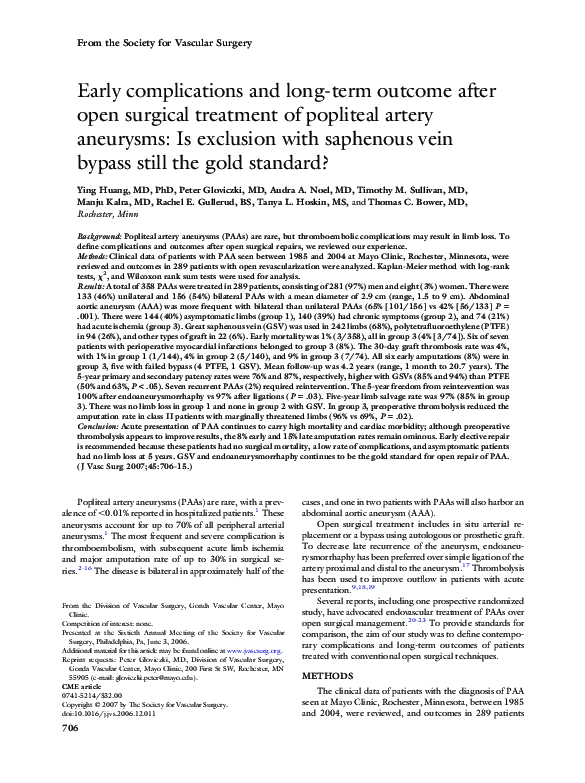 (PDF) Early complications and long-term outcome after open surgical ...