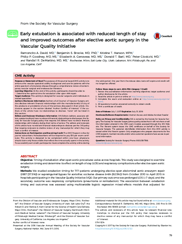 (PDF) Early extubation is associated with reduced length of stay and ...