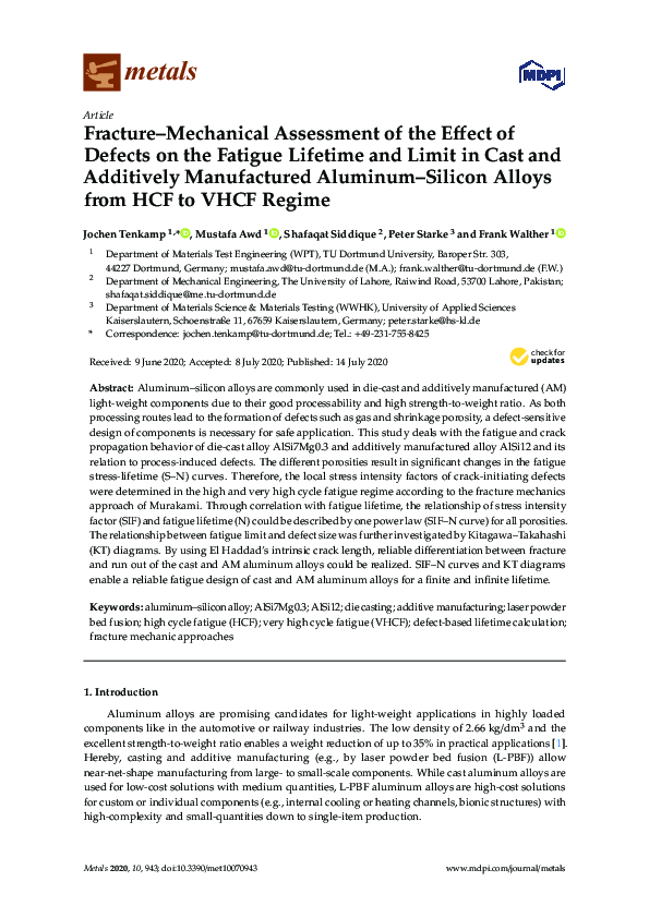 (PDF) Fracture–Mechanical Assessment of the Effect of Defects on the ...