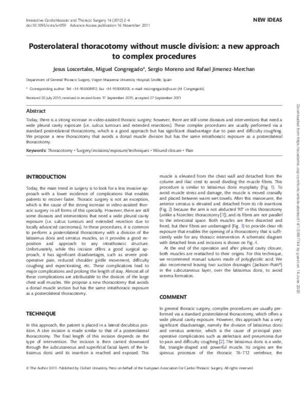 (PDF) Posterolateral thoracotomy without muscle division: a new ...