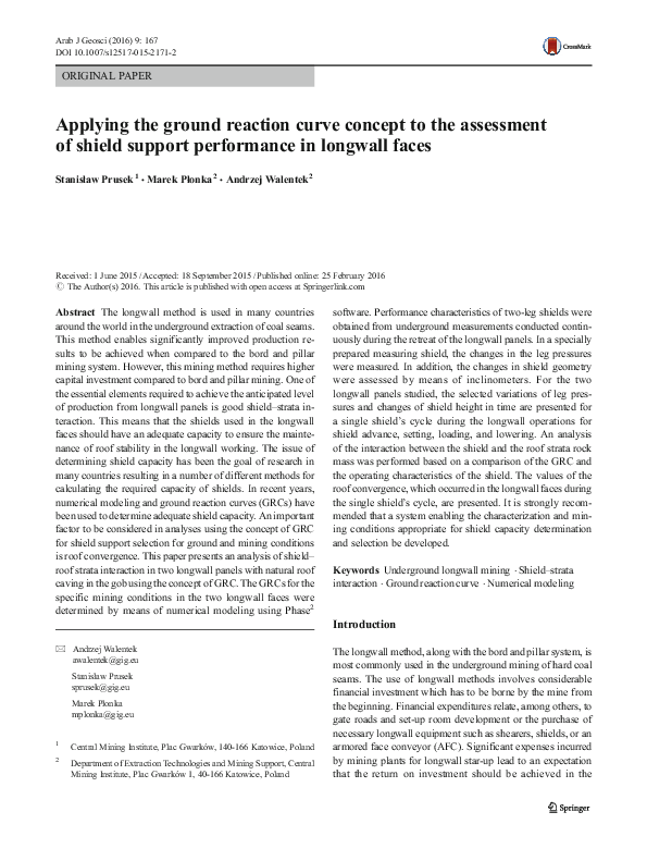 (PDF) Applying the ground reaction curve concept to the assessment of ...