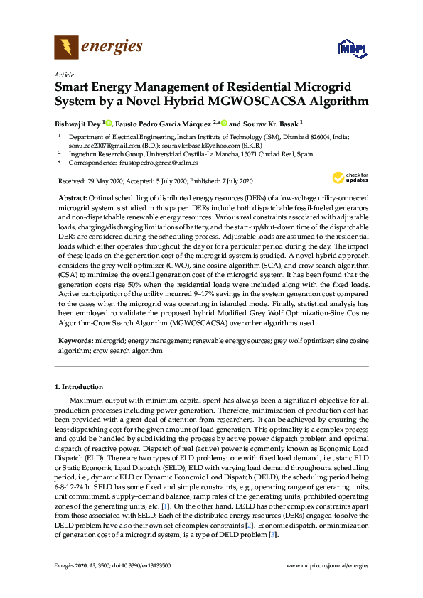 (PDF) Smart Energy Management of Residential Microgrid System by a Novel Hybrid MGWOSCACSA Algorithm