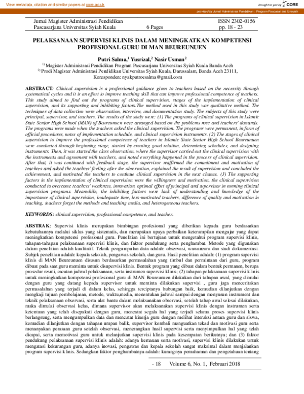(PDF) Pelaksanaan Supervisi Klinis Dalam Meningkatkan Kompetensi ...
