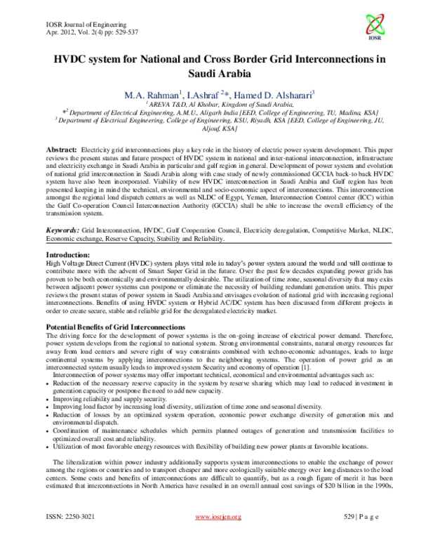 (PDF) HVDC system for National and Cross Border Grid Interconnections ...