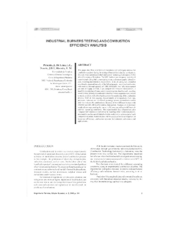 (PDF) Industrial Burners Testing and Combustion Efficiency Analysis